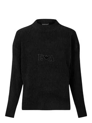 Emporio Armani Ribbed Crew Neck Pullover - Black