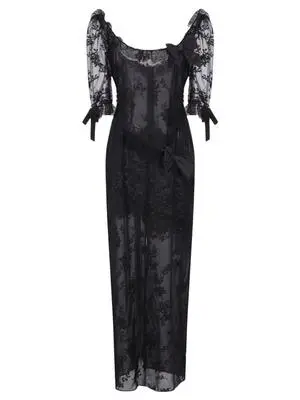 Alessandra Rich Long-sleeved Lace Dress - Black