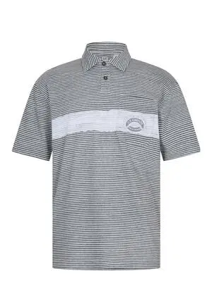 C.P. COMPANY Shortsleeve Striped Polo Shirt - Gray