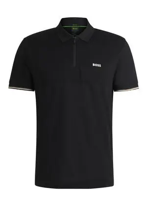 Hugo Boss Short Sleeve Zip Polo - Black