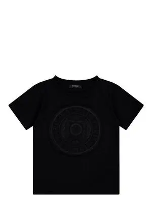 Balmain Crewneck Short Sleeve T-shirt With Appliqu - Black