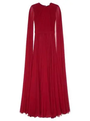 Givenchy Crepon Evening Dress With Cape - Deep Red
