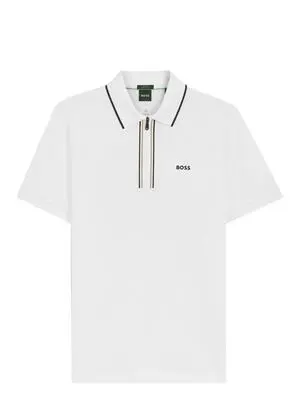 Hugo Boss Slimfit Zipup Polo Shirt - White