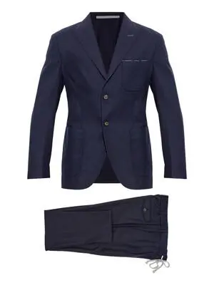 Eleventy Single-breasted Suit And Trousers Two-piece Set Navy Blue