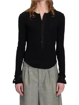 ANN DEMEULEMEESTER Pointelle-knit T-shirt - Black