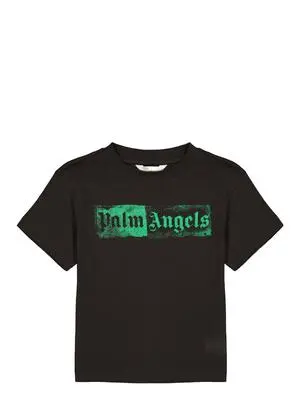 Palm Angels Distressed Logo Crewneck T-shirt - Black