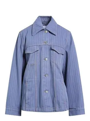 GANNI Striped Denim Jacket - Blue