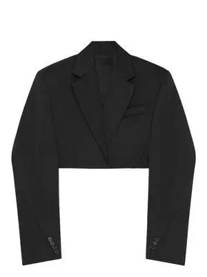 Givenchy Cropped Cocoon Jacket In Wool - Black