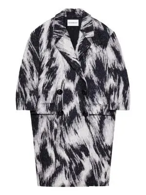 Givenchy Wool Jacquard Animal Print Double-breasted Coat - Gray Mixture