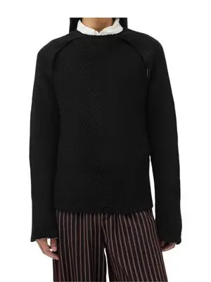 ANN DEMEULEMEESTER Ribbed-knit Sweater With Cut-out Armhole Detail - Black