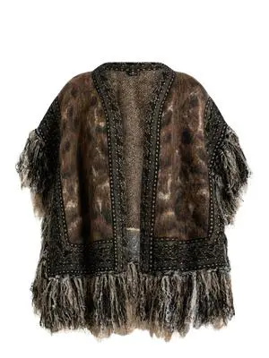 Etro Mohair-blend Jacquard Cape - Brown