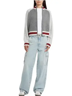 Guess Stand Collar Zip-up Knit Jacket - Green