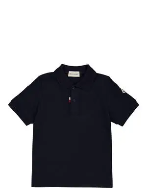 Moncler Short Sleeve Polo Shirt With Logo Detail - Black