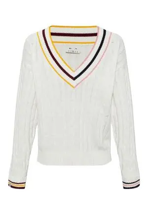The Upside The Upside Josette Cable Knit V-Neck Sweater Cream