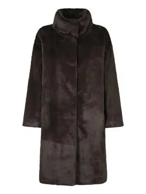 Herno Faux Fur Stand-collar Coat - Dark Brown