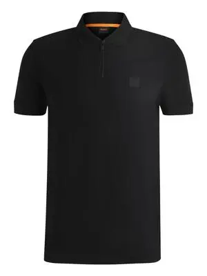 Hugo Boss Zip-up Short Sleeve Polo Shirt - Black