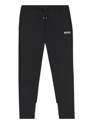 Hugo Boss Drawstring Casual Trousers With Contrast Hem Detail - Black