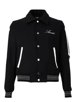 Amiri Collared Varsity Jacket With Embroidered Logo - Black