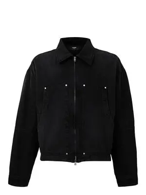 Amiri Cropped Collared Jacket With Full-length Zipper And Patch Pockets - Black