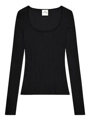COURREGES Courreges Heritage Rib Knit Top Black