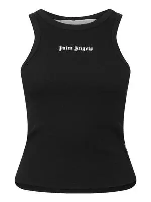 Palm Angels Sleeveless Ribbed Tank Vest - Black
