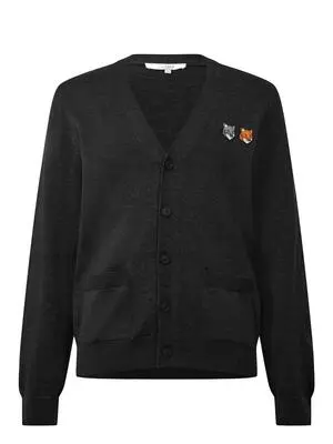 Maison Kitsuné Fox Emblem V-neck Cardigan - Black