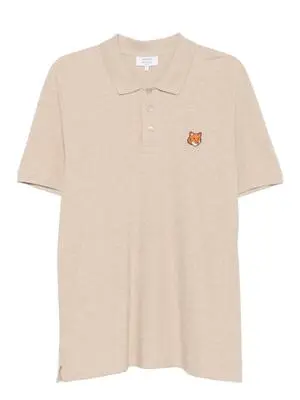 Maison Kitsuné Fox Head Patch Polo Shirt - Beige