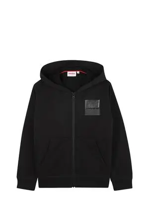 Hugo Boss Zipper Hooded Sweatshirt With Logo Detail - Black