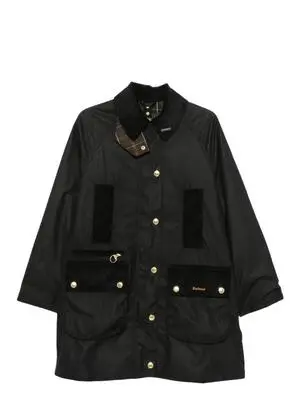 Barbour Corduroy Trimmed Waxed Field Jacket - Black