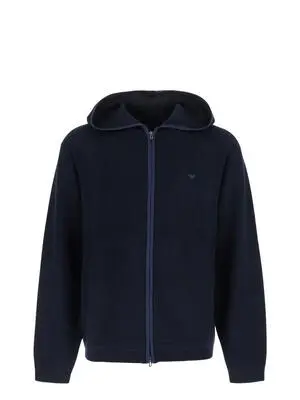Emporio Armani Zip-up Knitted Hoodie - Black