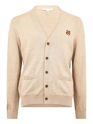 Maison Kitsuné Maison Kitsune Lightweight Merino Cardigan With Fox Embroidery Nude