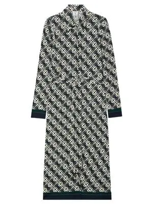 CASABLANCA Casablanca Monogram-Print Long-Sleeve Midi Dress