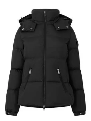 Moncler Quilted Hooded Down Jacket With Zip Up Closure - Black