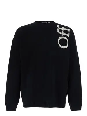 Off-White Long-sleeve Knit Top With Logo Detail - Black