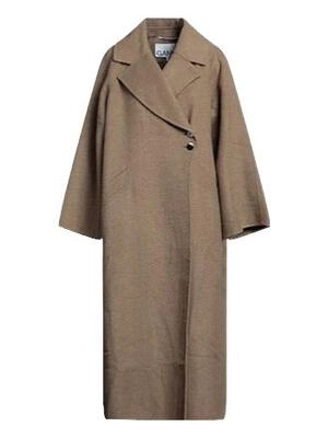 GANNI Single-breasted Brushed-felt Coat - Brown