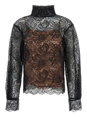 ROTATE BY BIRGER CHRISTENSEN ROTATE Lace High Neck Shirt Black