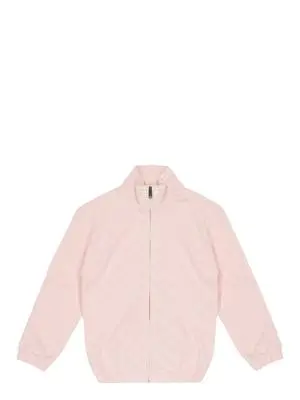 Gucci Stand Collar Full Zip Jacket With Allover Monogram Print - Pink