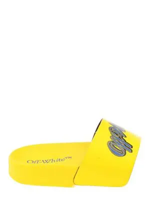 Off-White Pool Sliders - Yellow