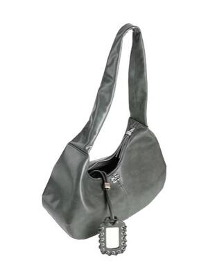 GANNI Leather Underarm Bag - Gray