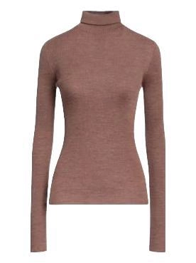 Sportmax Long Sleeve Ribbed Turtleneck - Brown