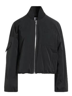 GANNI Bomber Jacket With Embroidered Logo - Black