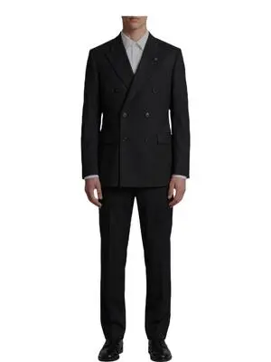 LARDINI Lardini Double-Breasted Classic-Fit Suit Black