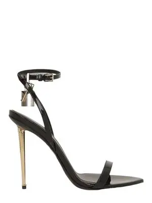 TOM FORD Ankle Strap High Heel Sandals With Padlock Detail - Black
