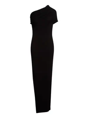 Rick Owens One-shoulder Ribbed Jersey Fitted Dress - Black