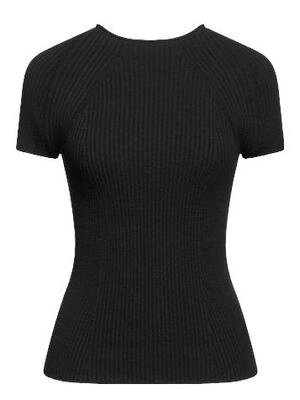 MAXCO. Max&co. Ribbed Knit Mock Neck Short-sleeve Top - Black