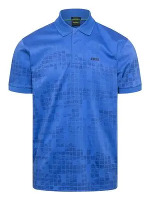 Hugo Boss Subtle Grid Jacquard Shortsleeve Polo Shirt - Blue