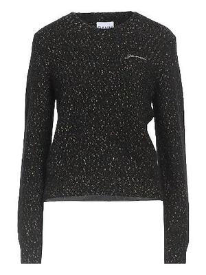 GANNI Two-tone Knit Crewneck Long Sleeve Pullover - Black
