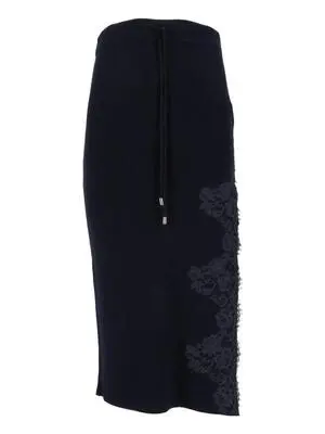 Ermanno Scervino Drawstring Maxi Skirt With Lace Detail - Black