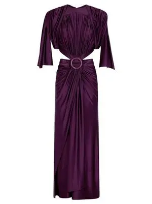 Rabanne Ring-detailed Ruched Maxi Dress - Magenta