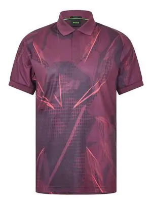 Hugo Boss Allover Geometric Print Shortsleeve Polo Shir - Red